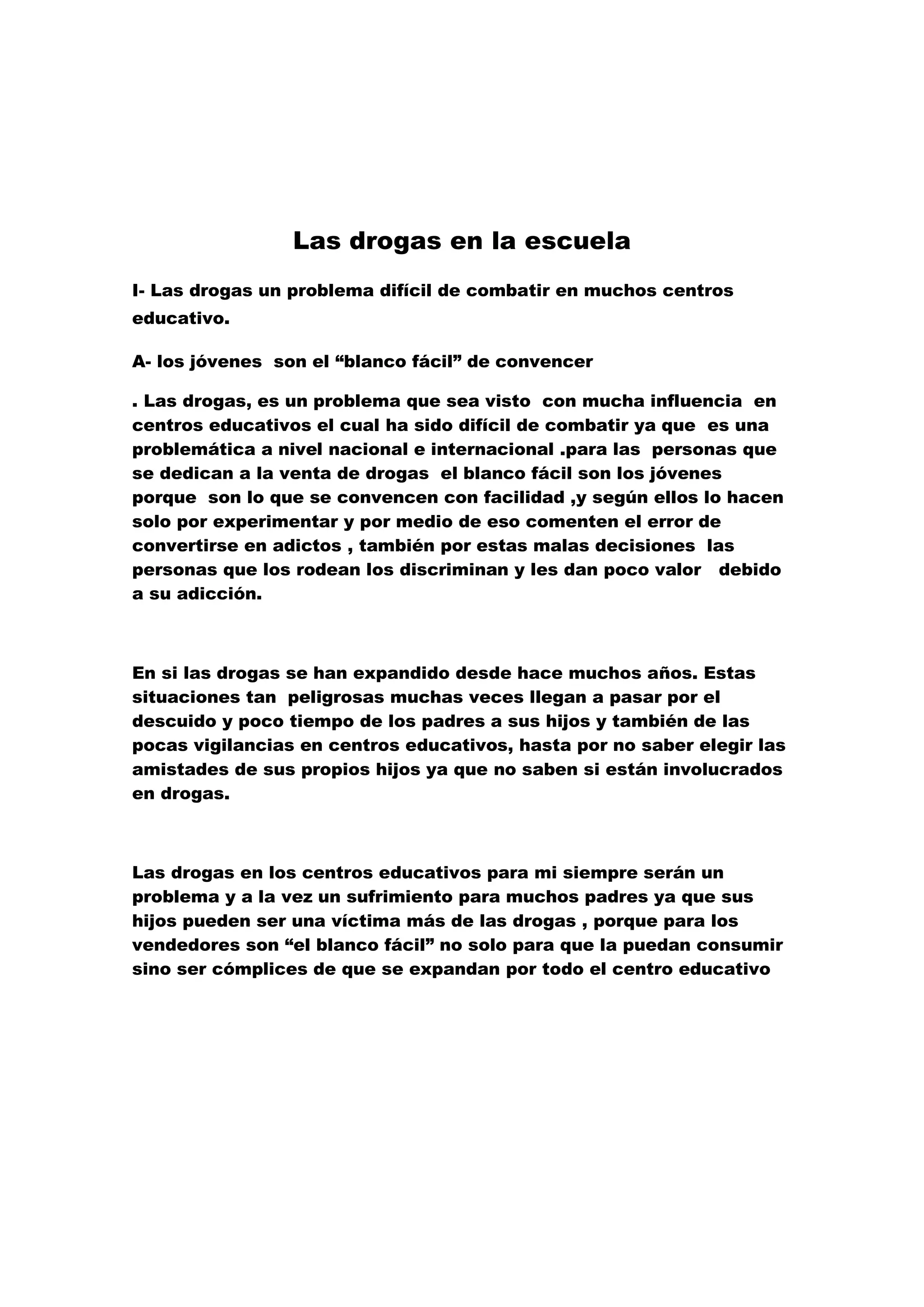 Las drogas en la escuela | PDF