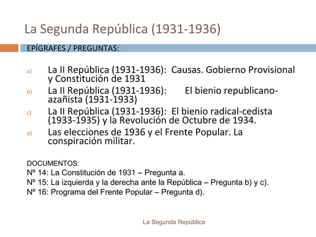 La segunda republica 1931 1936 | PPT