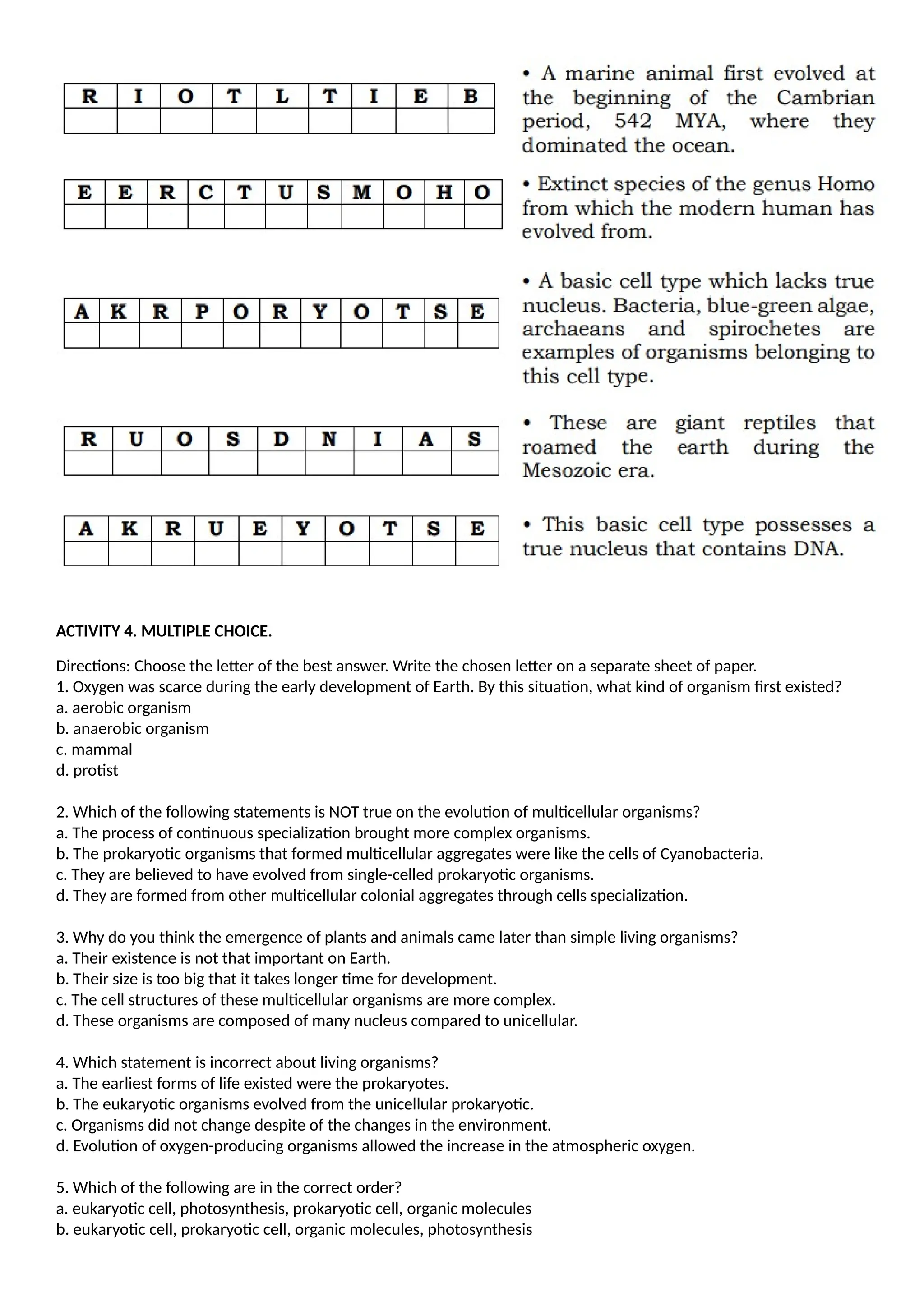Learning Activity Sheet Earth and Life Science | DOCX