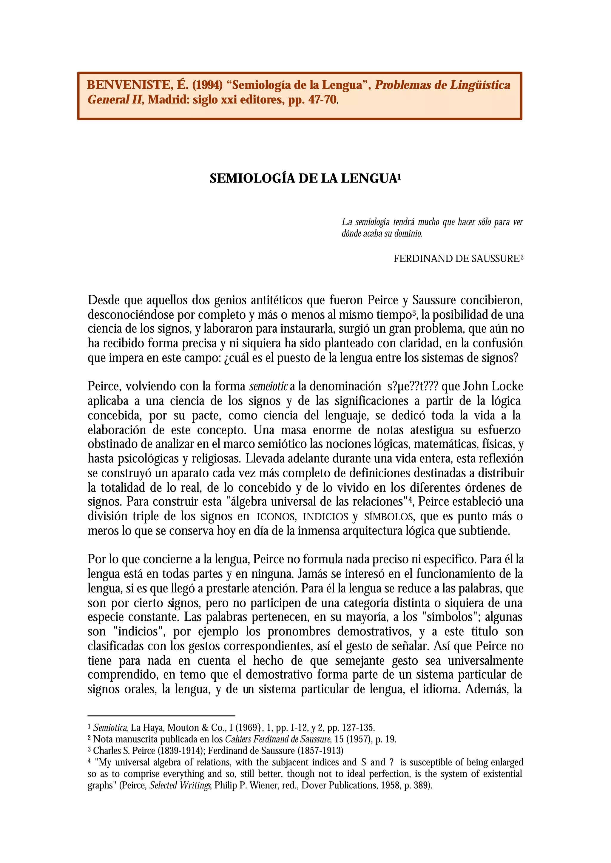 La semiologìa de la lengua | PDF