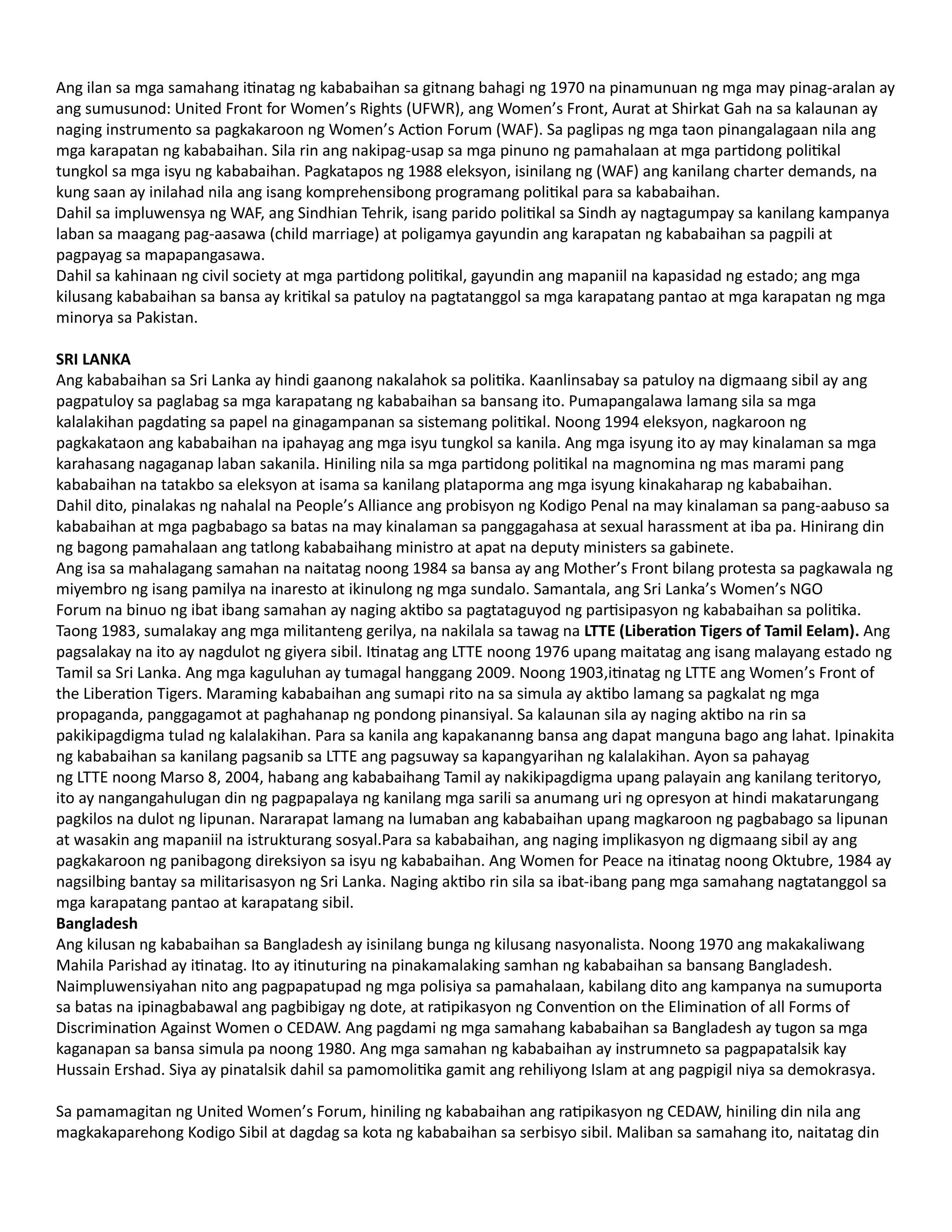 LAS Epekto ng mga Samahang Kababaihan at ng mga Kalagayang Panlipunan sa Buhay ng Kababaihan ...