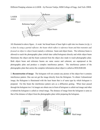 Laser, Pumping schemes, types of lasers and applications | DOC