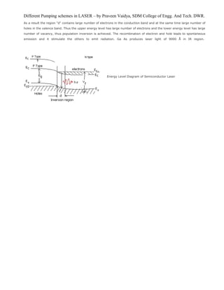 Laser, Pumping schemes, types of lasers and applications | DOC