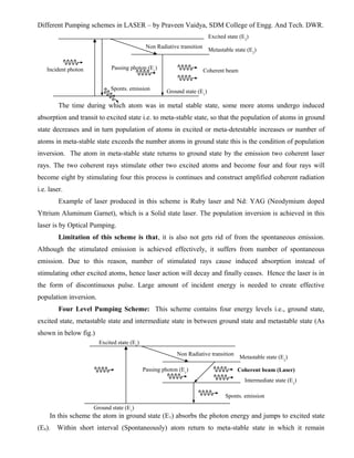 Laser, Pumping schemes, types of lasers and applications | DOC
