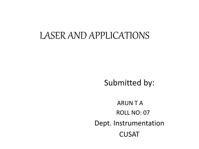LASER & APPLICATIONS | PPTX
