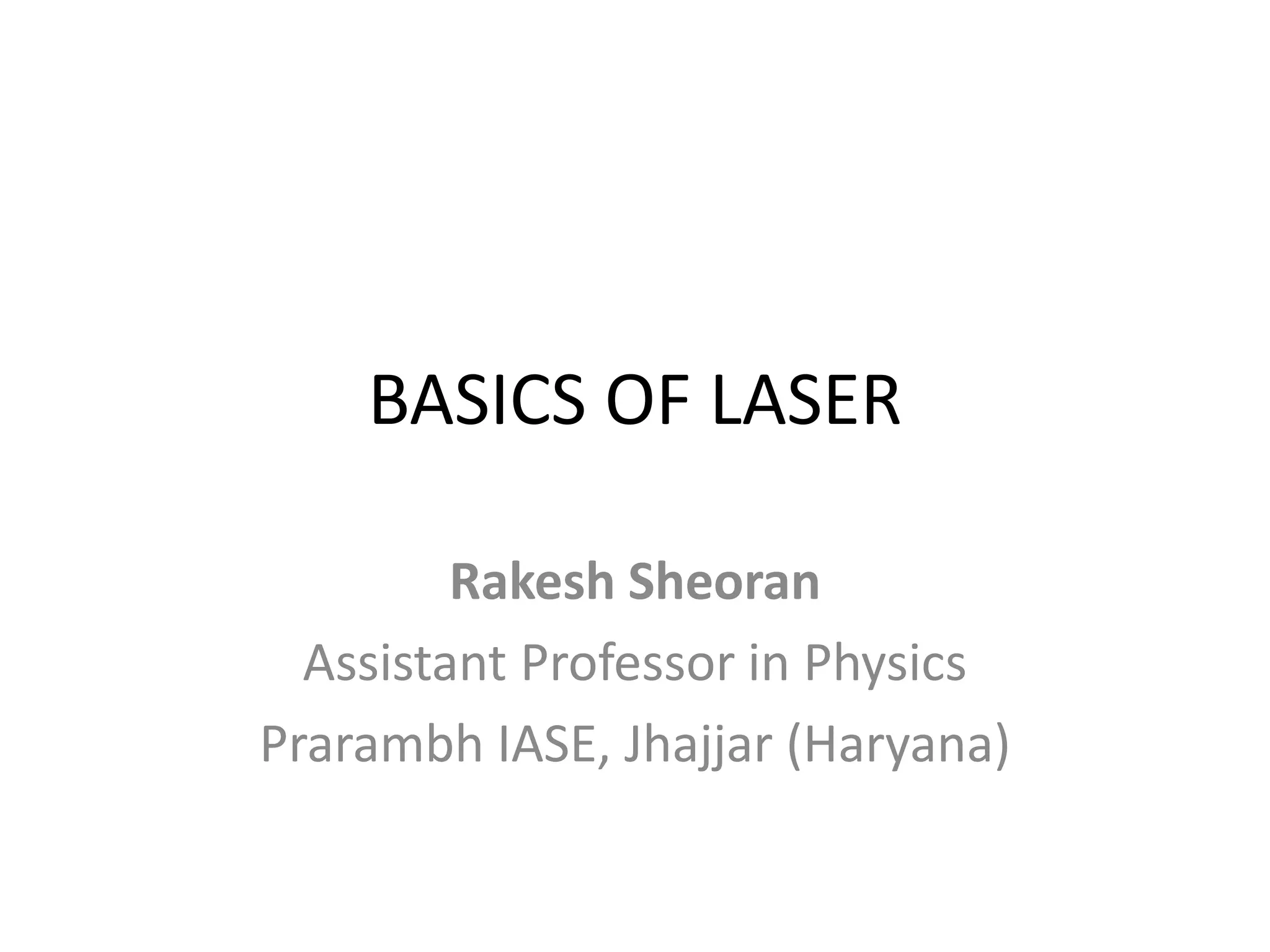 Basics of Laser | PPTX