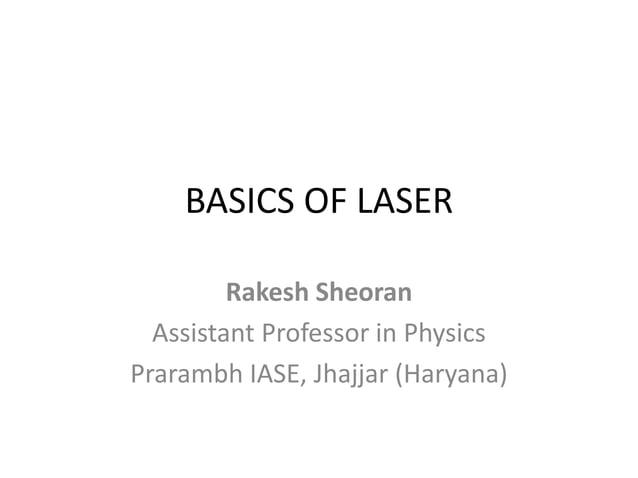Basics of Laser | PPTX