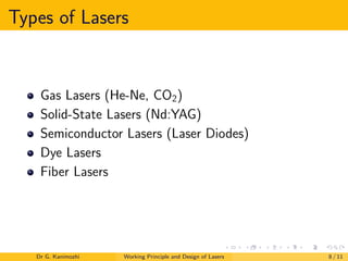 Laser,characteristics, importance, types | PDF