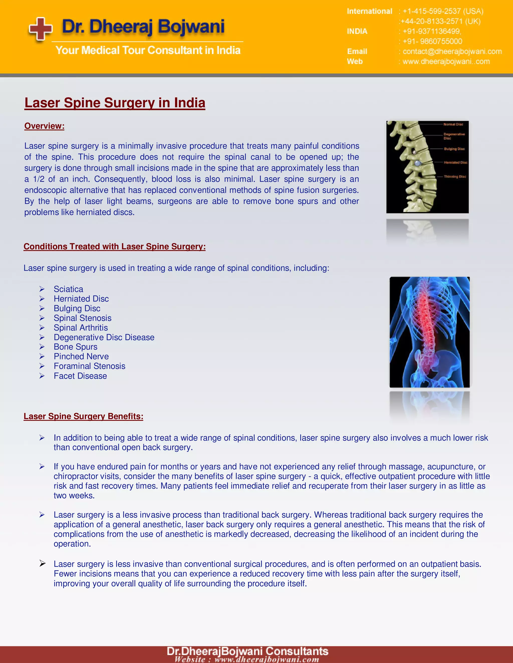 Laser spine surgery india | PDF