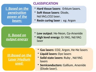 LASERS IN PERIODONTICS -PROS, CONS , ADVANCES | PPTX