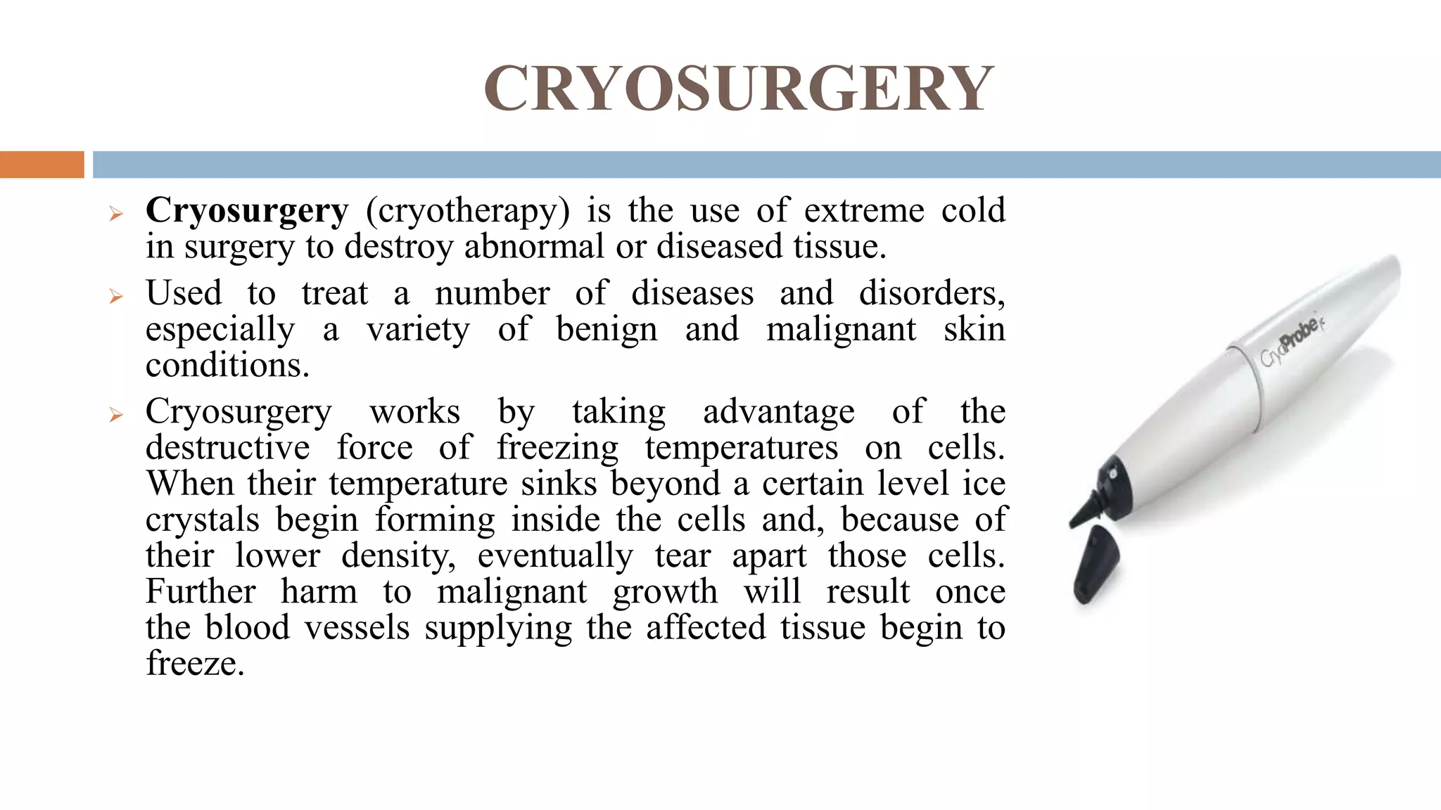 Laser, cryosurgery and its application in veterinary practice | PPTX