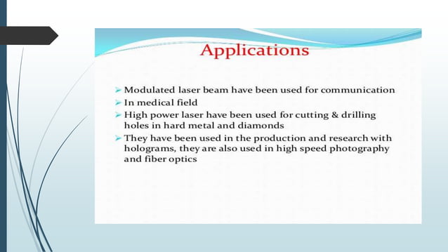 Laser and its application | PPTX