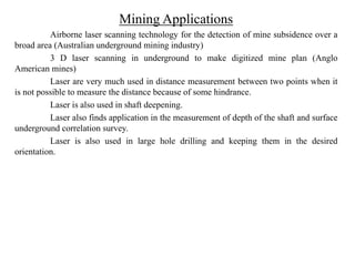 Laser and its mining applications | PPT