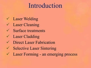 Laser and laser cladding | PPTX