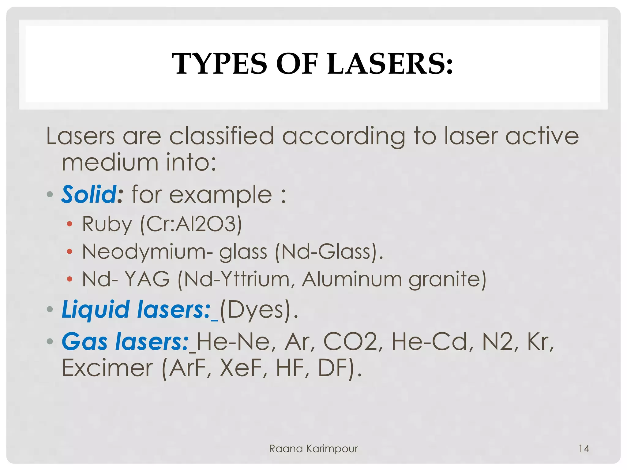 Laser application in medicine | PPTX