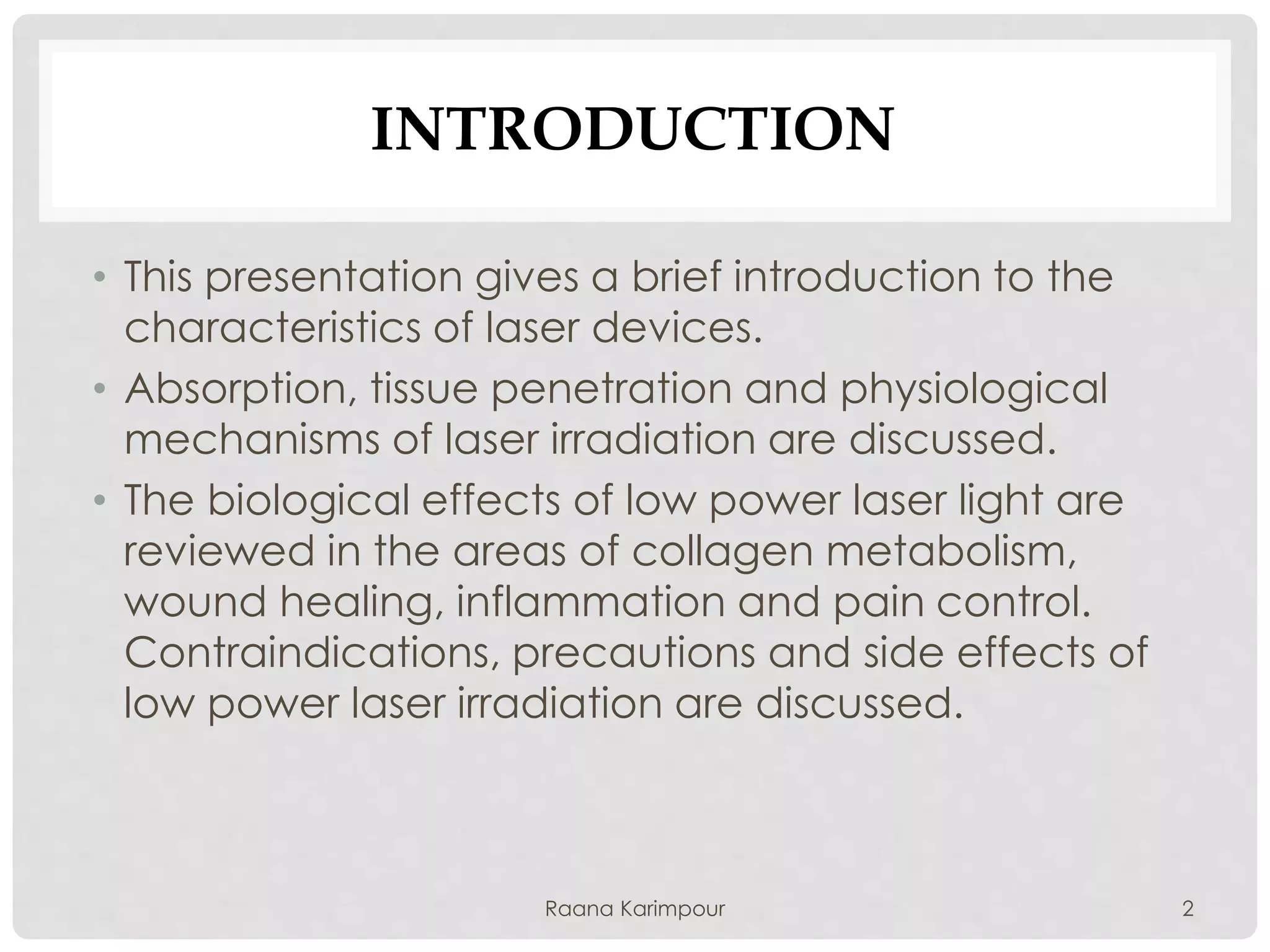 Laser application in medicine | PPTX