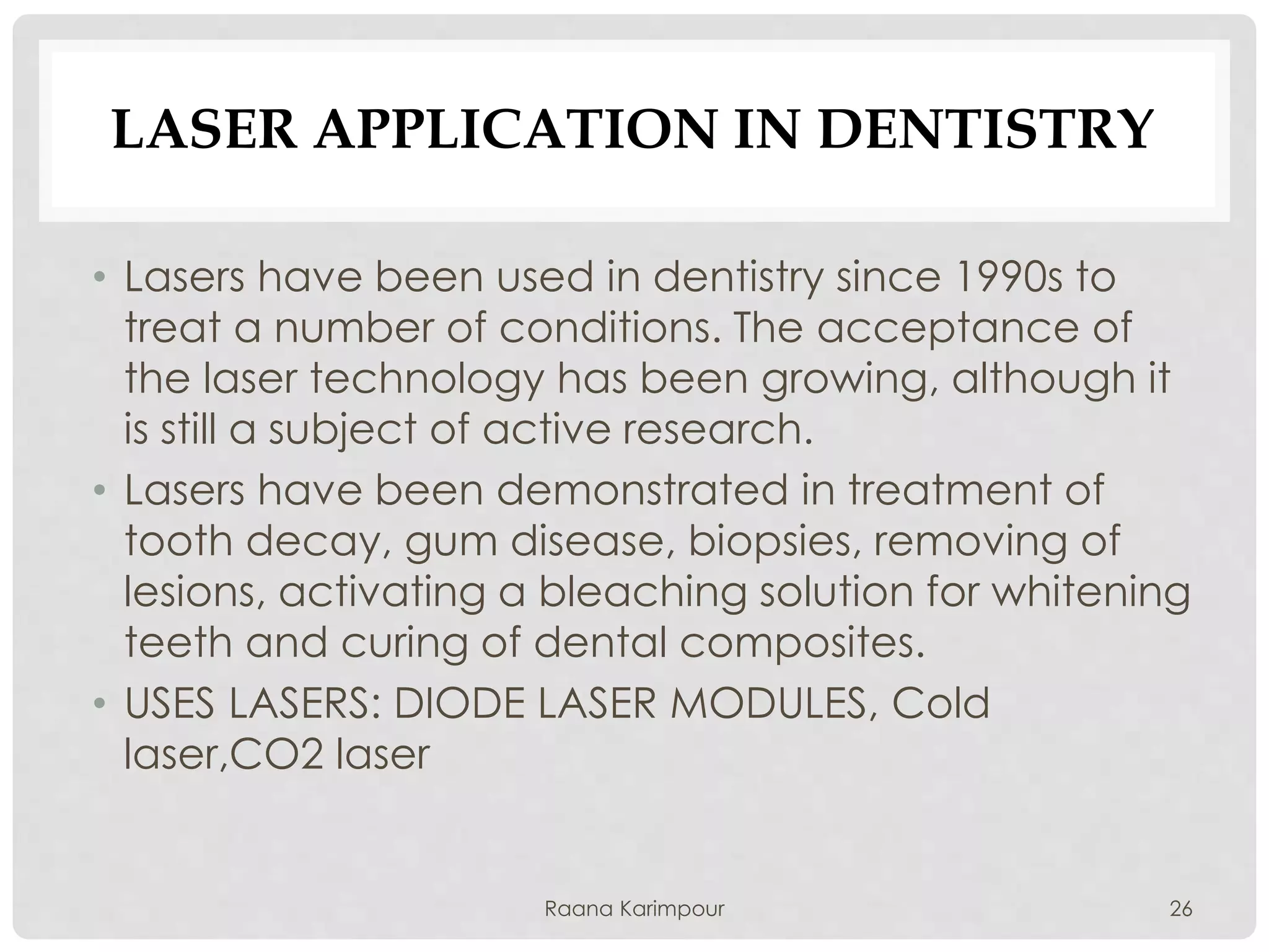 Laser application in medicine | PPTX