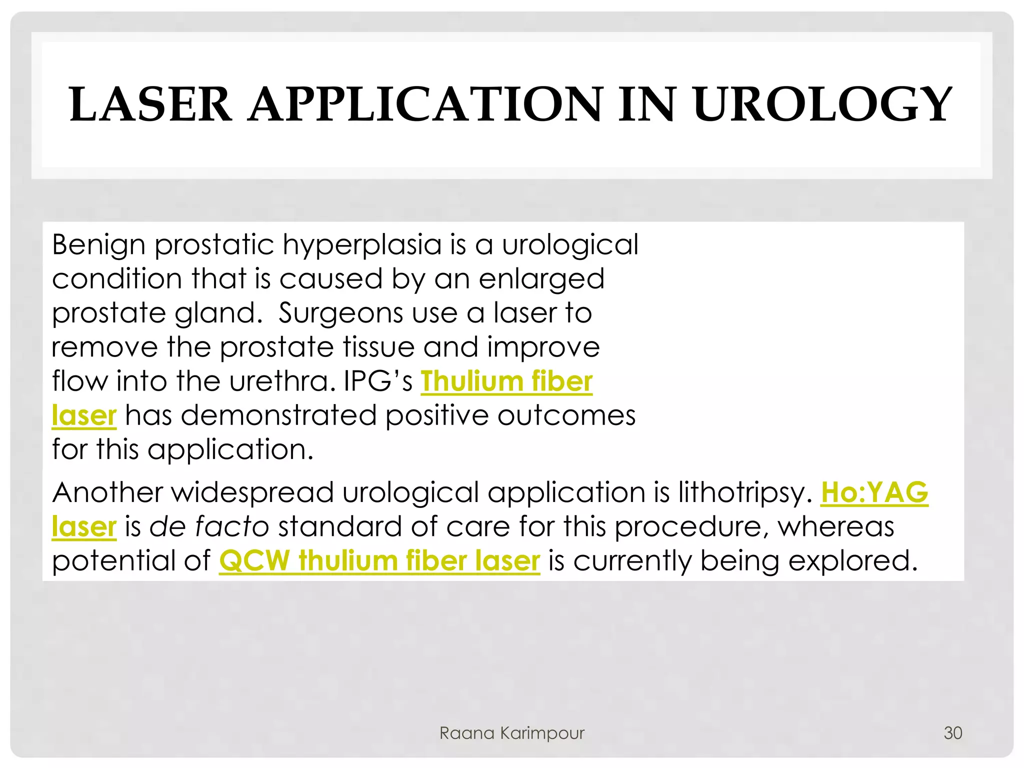 Laser application in medicine | PPTX