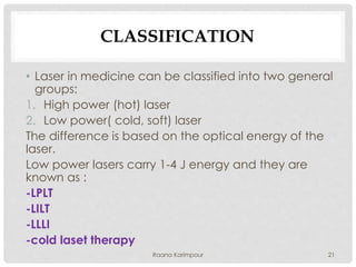 Laser application in medicine | PPTX