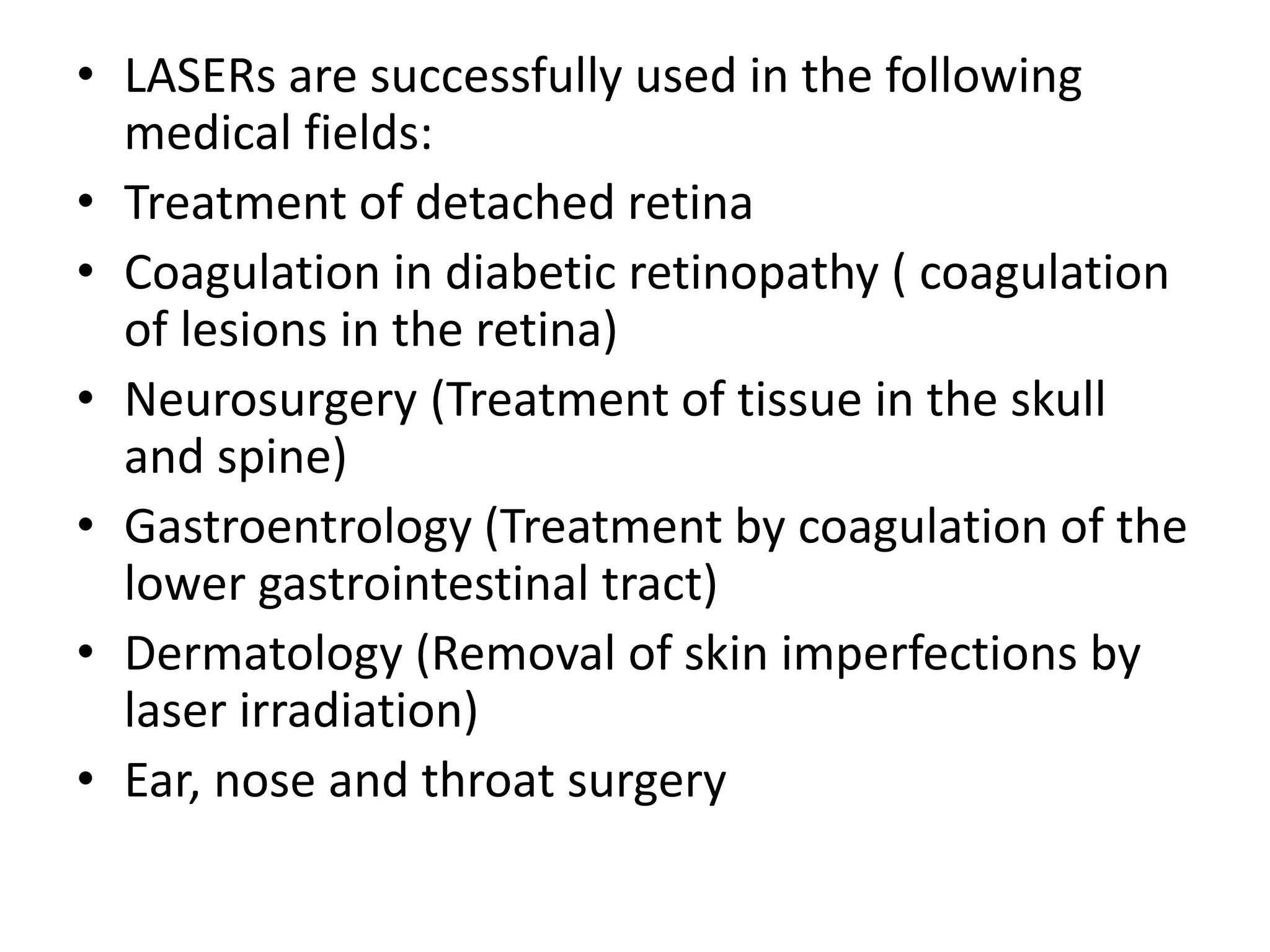 Laser applications in biomedical field | PPTX