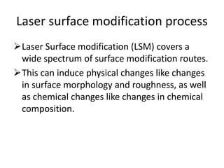 Laser applications in surface modifications.. | PPTX