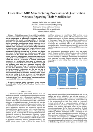 Laser based mid manufacturing processes and qualification methods ...