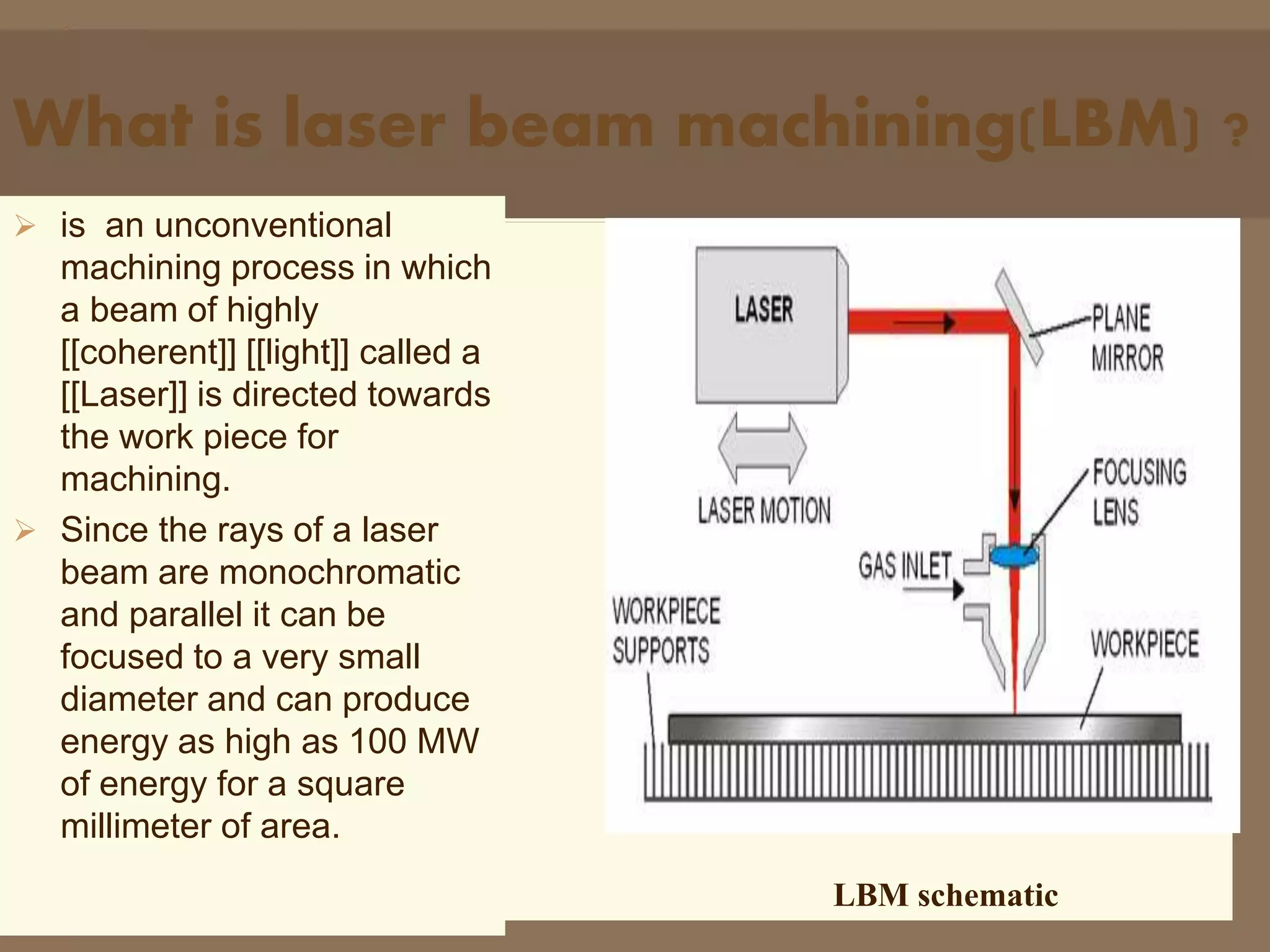 Laser beam machining (lbm)2013 | PPTX