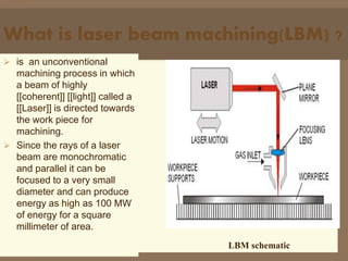 Laser beam machining (lbm)2013 | PPTX