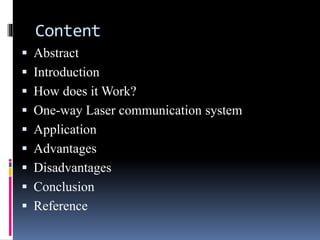 Laser communications ppt1 | PPTX