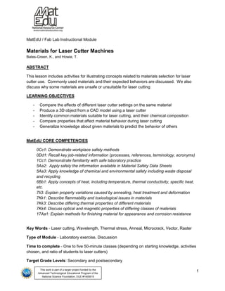Materials for Laser Cutter Machines | PDF