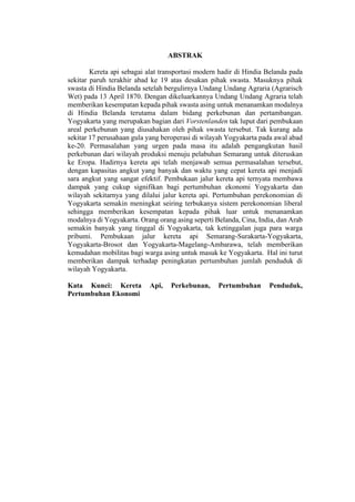 Kereta Api: Penggerak Perekonomian dan Pertumbuhan Penduduk Yogyakarta ...