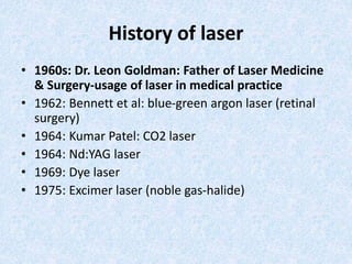 BASICS OF LASER AND IT'S USE IN DERMATOLOGY | PPTX
