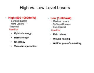 use of Laser therapy in physiotherapy ,theory | PDF