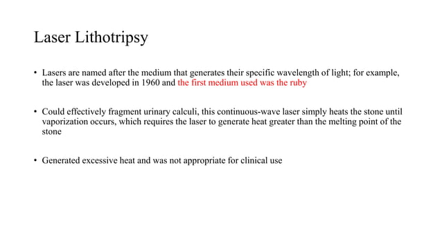 Laser in Urology campbell urology .pptx | Chemistry | Science