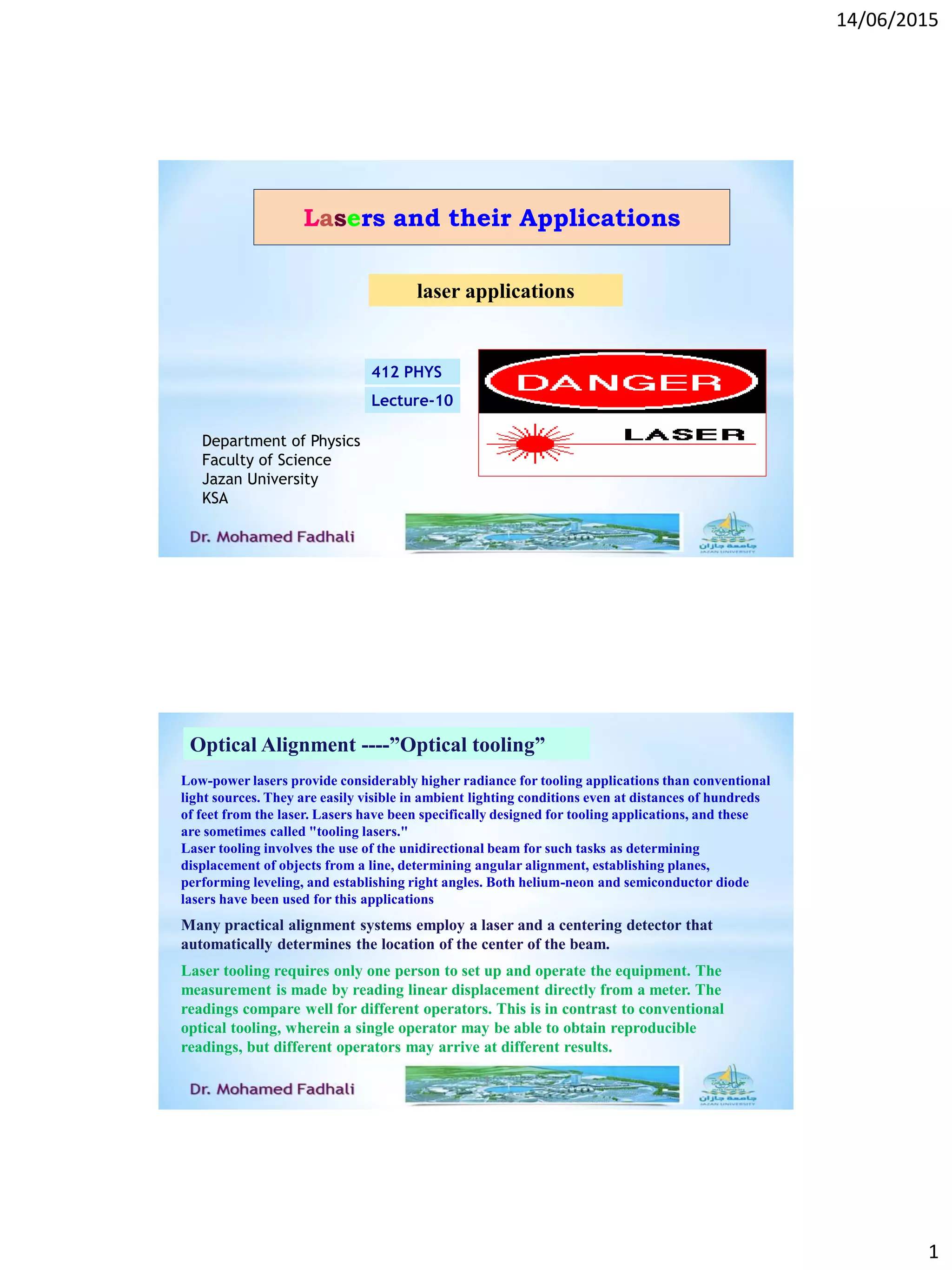 Laser lecture 10, applications | PDF | Physics | Science