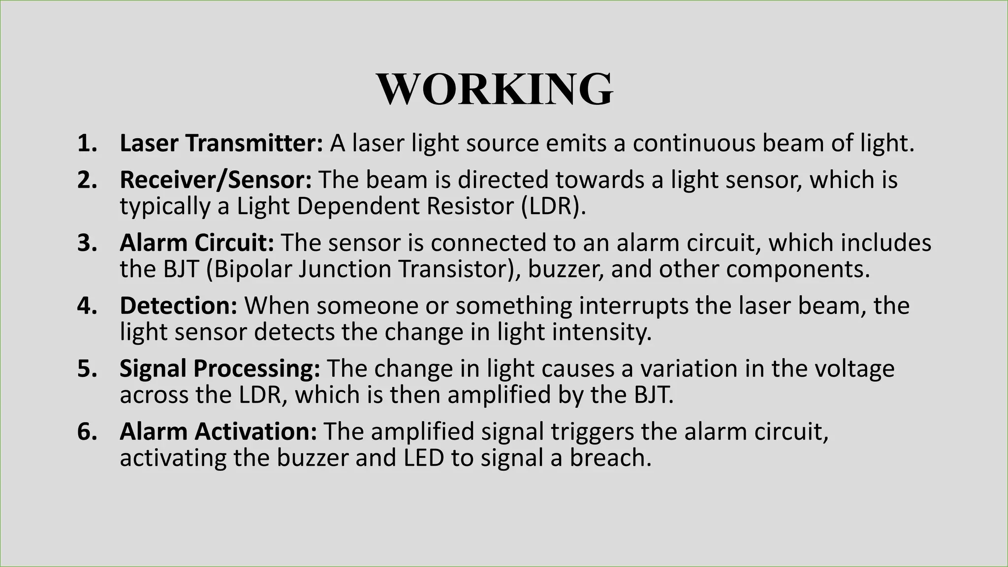 Laser Light Security System (Home Security) | PPTX