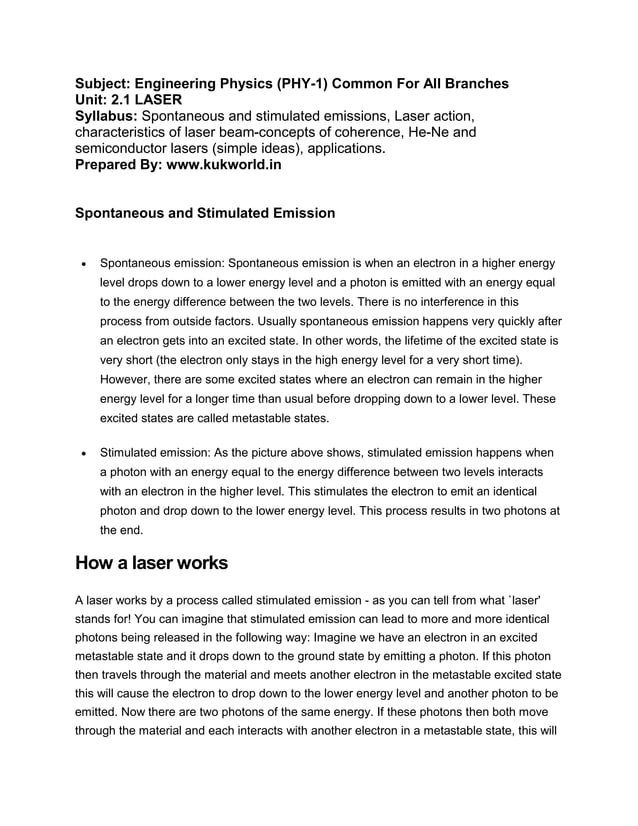 Laser notes pdf | PDF
