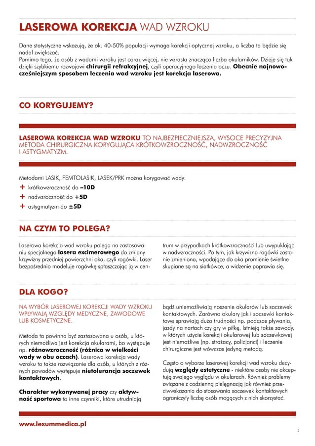 Laserowa korekcja wad wzroku | PDF