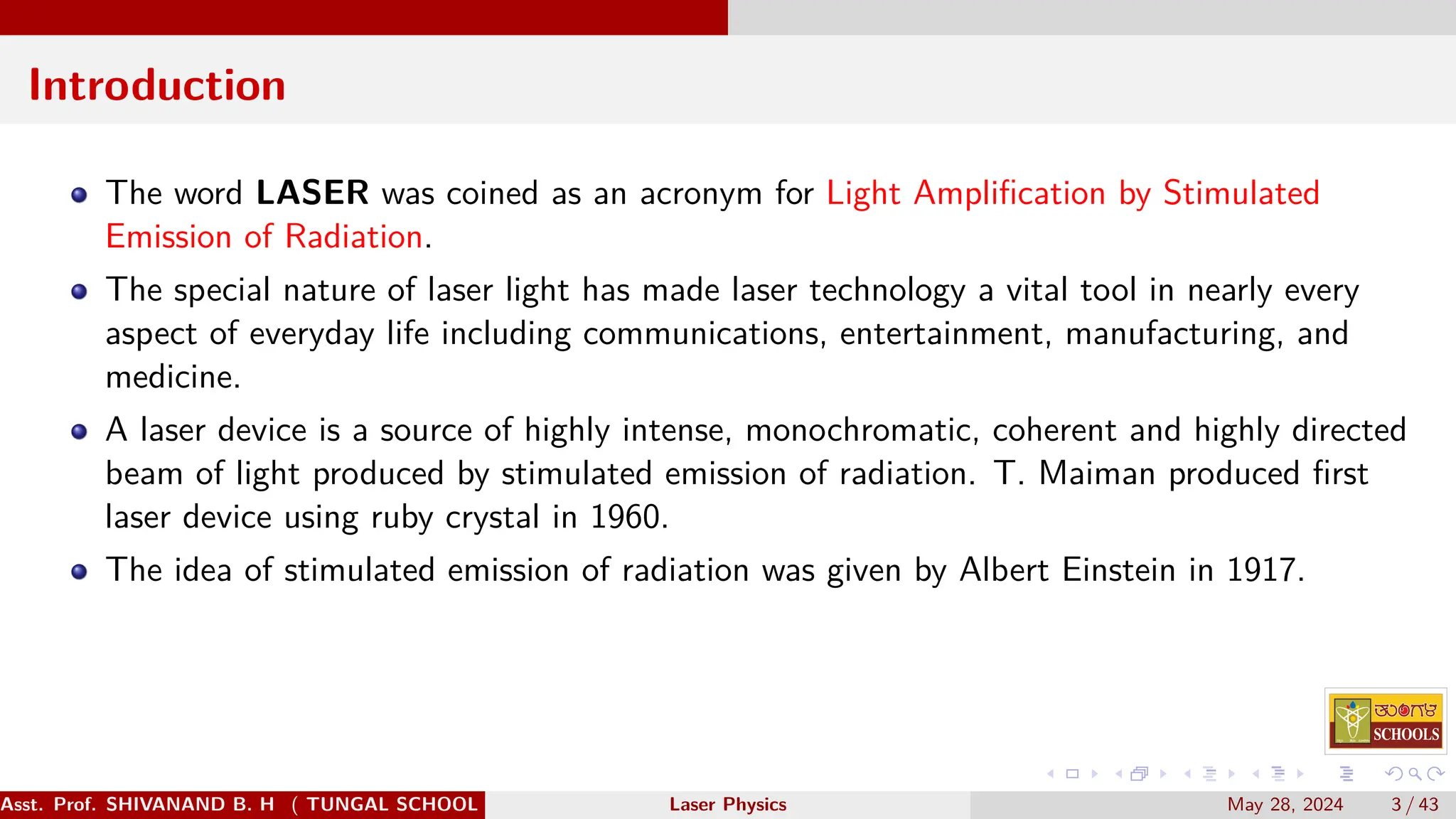 Laser physics for BSc students and engineering | PDF