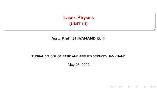 Laser physics for BSc students and engineering | PDF | Physics | Science