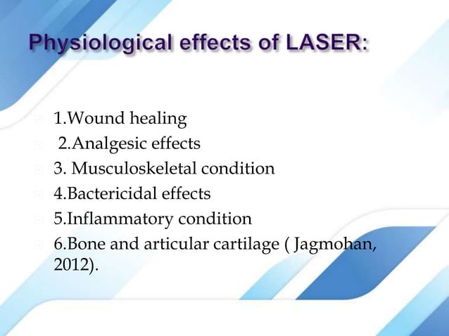 LASER - Presentation on Laser in Electrotherapy | PPTX | Physical ...