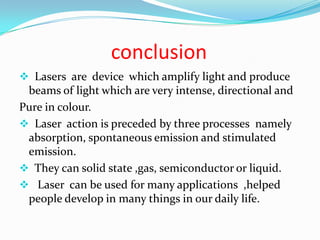 Laser ppt by jithin m.p,amrita | PPTX