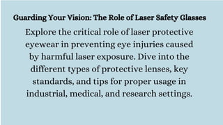 Laser Protective Eyewear Ensuring Safety in High-Intensity Light ...