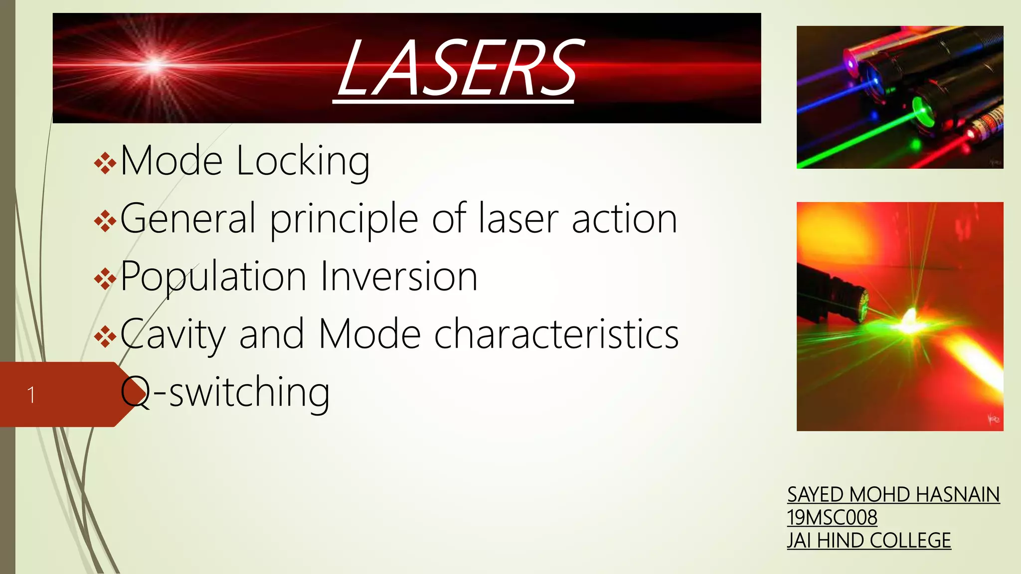 Lasers hasnain sayed | PPTX