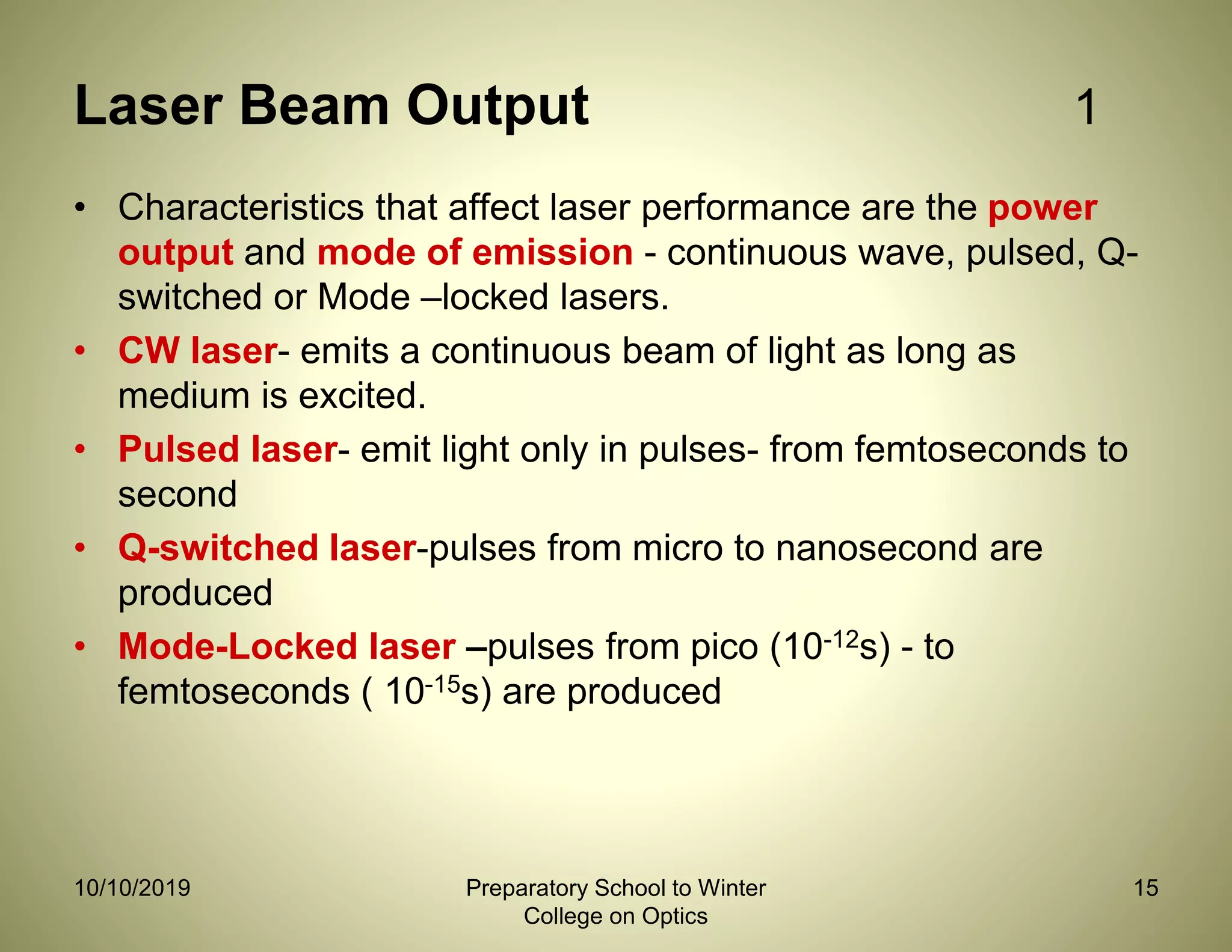 Lasers introduction and explanation | PPTX