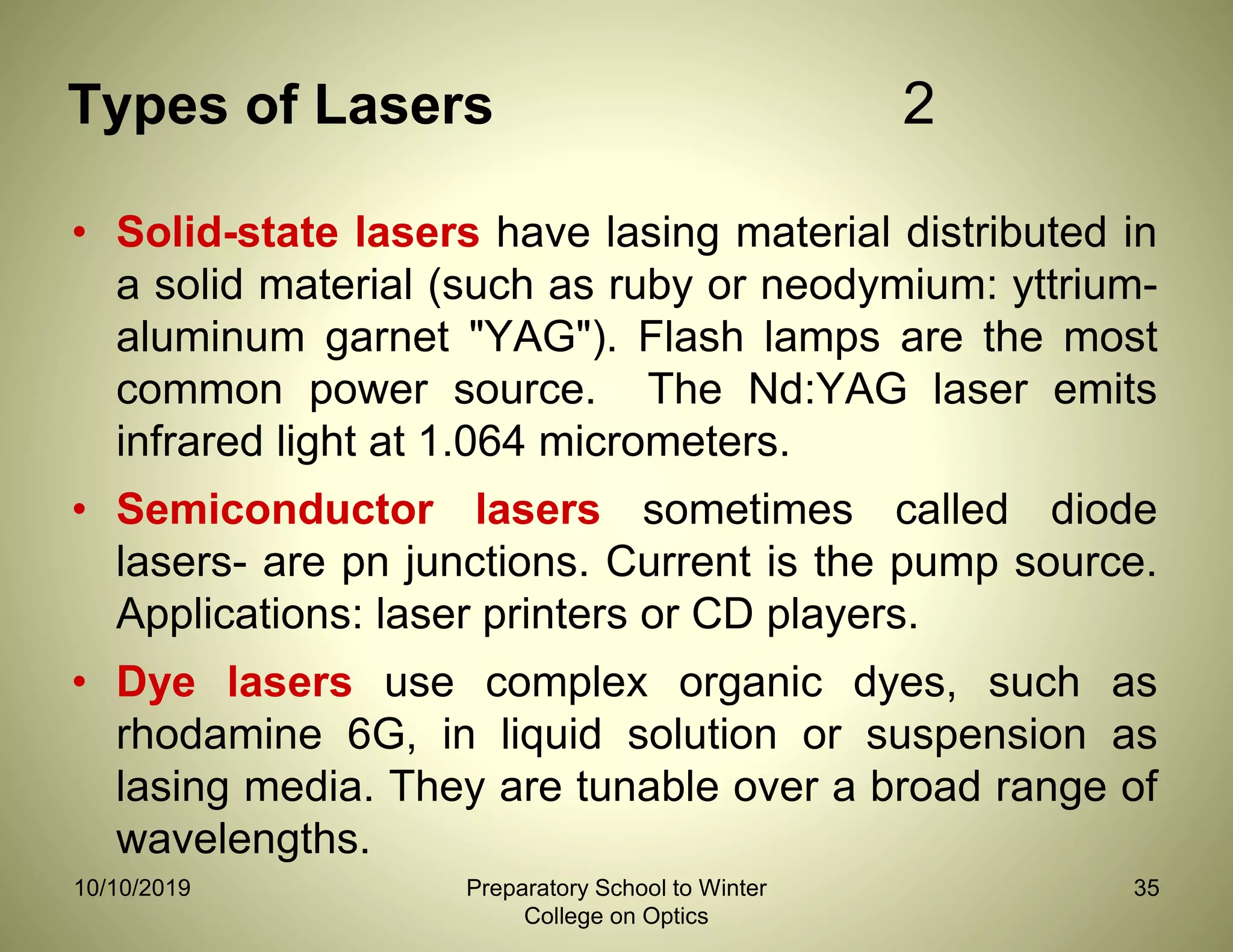 Lasers introduction and explanation | PPTX