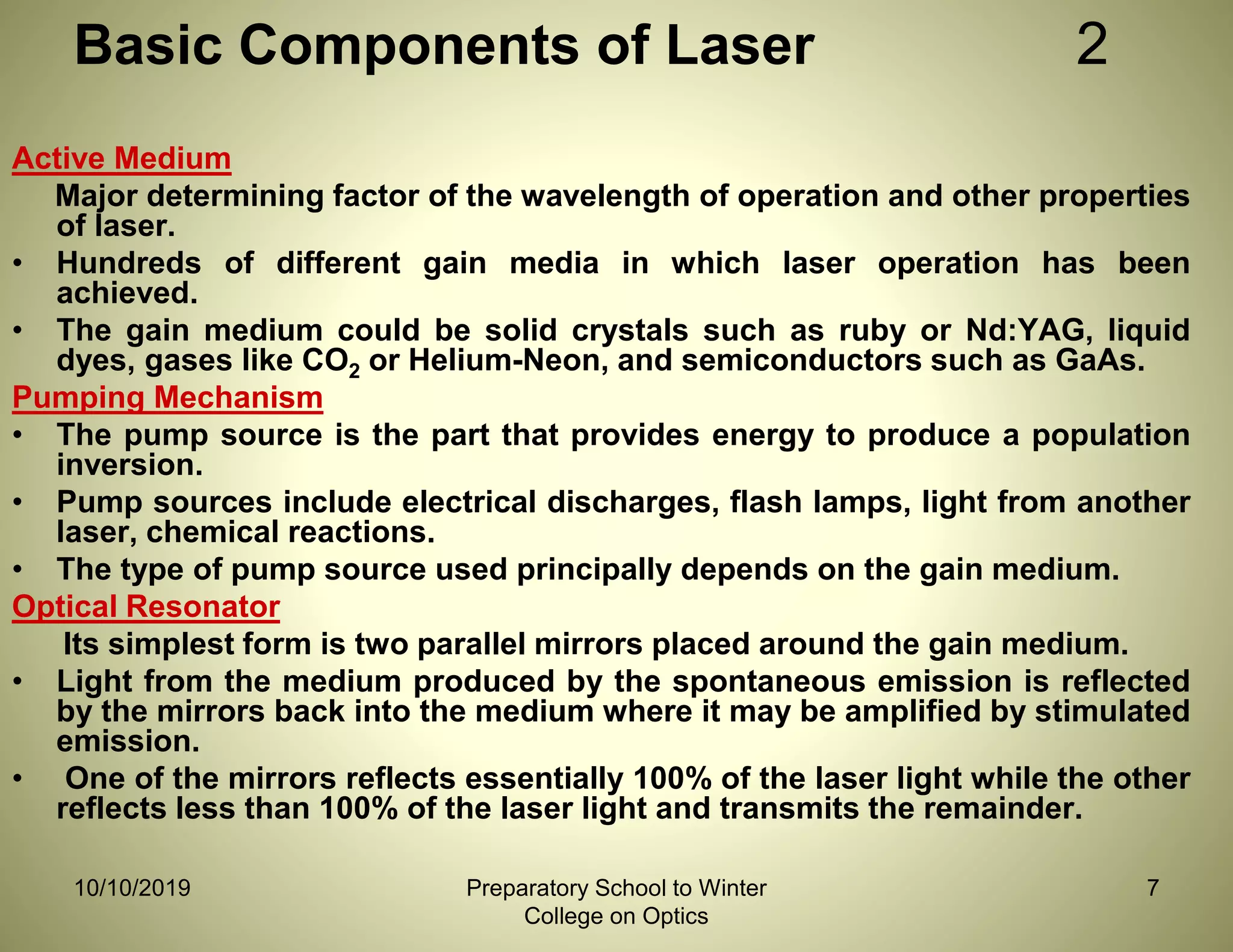 Lasers introduction and explanation | PPTX