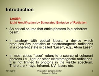Lasers introduction and explanation | PPTX