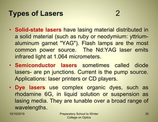 Lasers introduction and explanation | PPTX