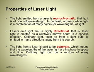 Lasers introduction and explanation | PPTX